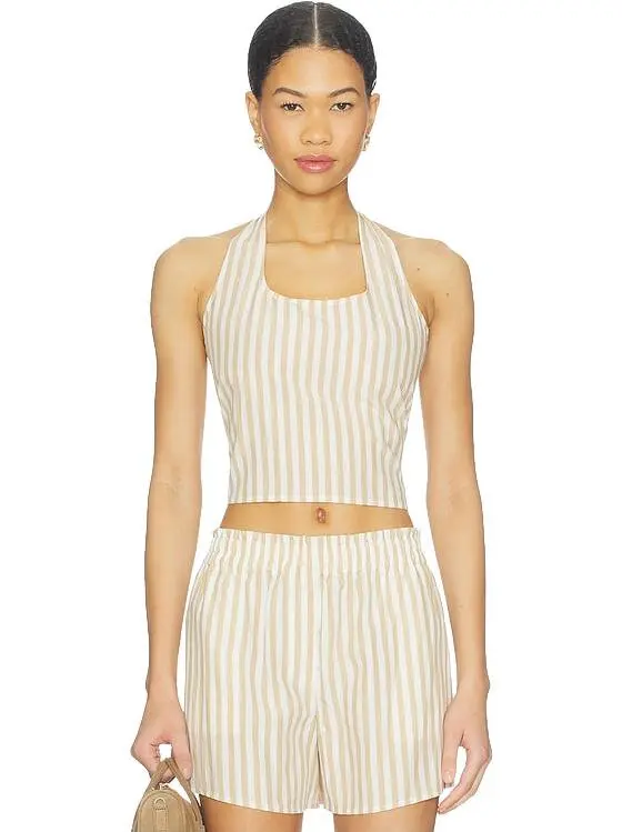 Lna Lir Halter Top - Sandbar Stripe