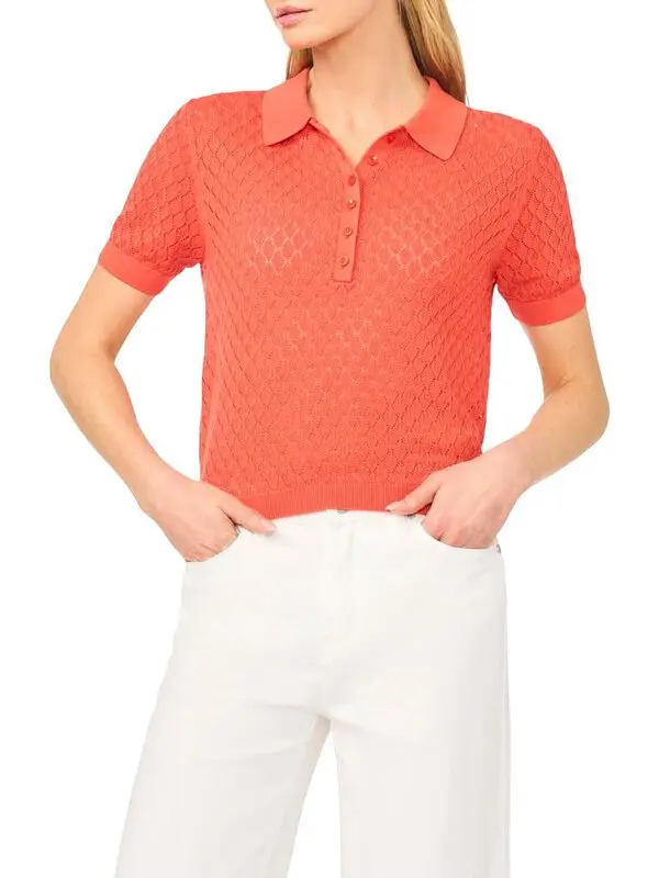 Ted Baker London Clara Diamond Knit Polo - Tomato Orange