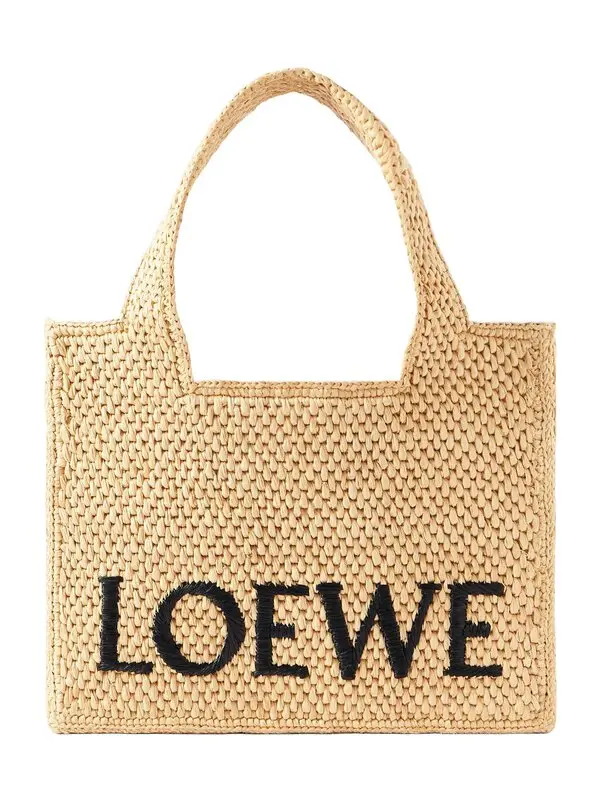 Loewe Paula's Ibiza Embroidered Raffia Tote - Beige