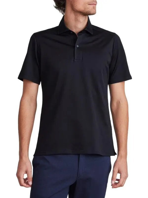 EMANUEL BERG Textured Luxe Polo - Black