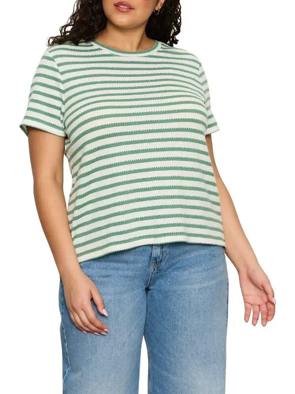 Sanctuary Striped Relaxed Fit T-shirt - Green Juice/chalk
