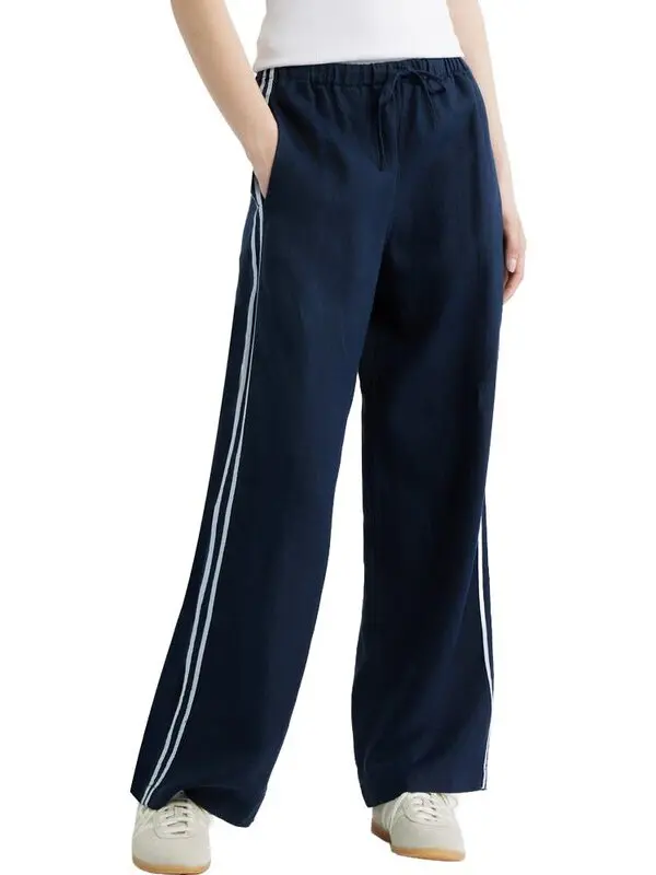 Madewell Linen Track Pants - Classic Navy