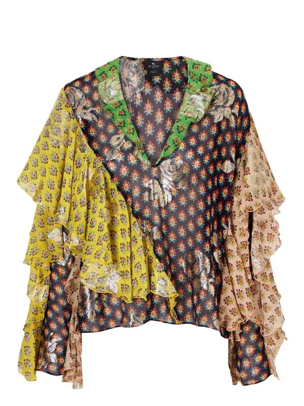 Etro Ruffled Silk-blend Blouse - Multi