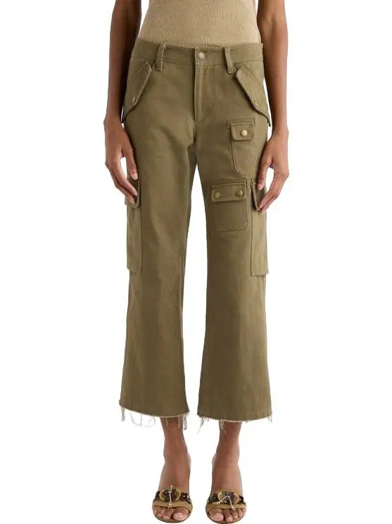 Isabel Marant Josine Cotton Twill Crop Cargo Pants - Khaki