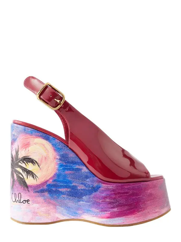 Chloé Patent-leather Platform Slingback Sandals - Pink