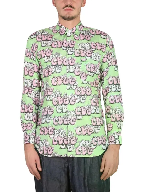 Comme Des Garçons X Kaws Graphic-print Shirt - Green