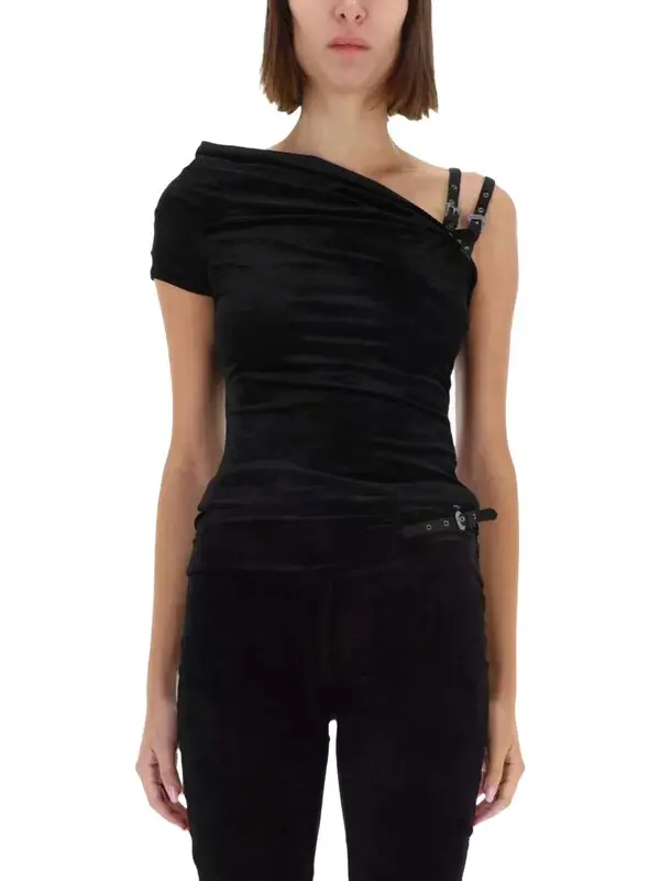 Versace One-shoulder Buckled Top - Black
