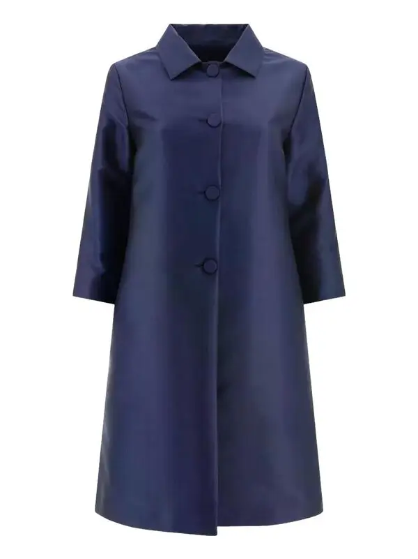 FIT Button Single-breasted Coat - Blue