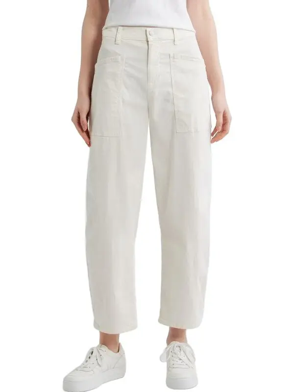 Frank & Eileen Bray Barrel Leg Cotton Twill Pants - Chalk