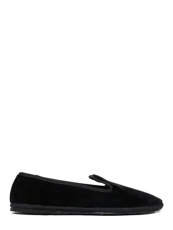SENTIER Principe Piped Velvet Slippers - Black