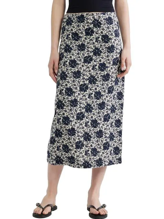 Madewell Floral Print Linen Midi Skirt - Oat