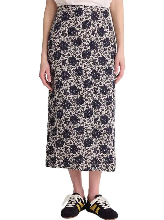 Madewell Floral Print Linen Midi Skirt - Oat