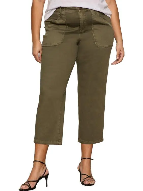 Sanctuary Retreat Mid-rise Crop Straight Leg Utility Pants - Burnt Olive Green