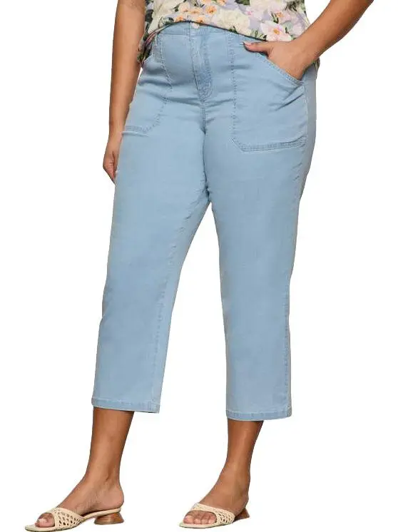 Sanctuary Retreat Mid-rise Cropped Straight-leg Pants - Skyline Blue
