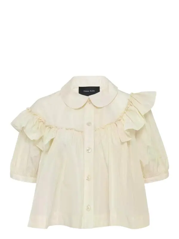 Simone Rocha Puff Sleeve Ruffled Blouse - Neutrals