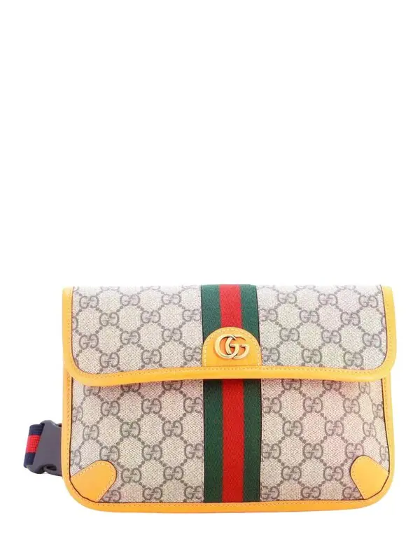 Gucci Ophidia Flap Gg Coated Canvas Belt Bag - Orange
