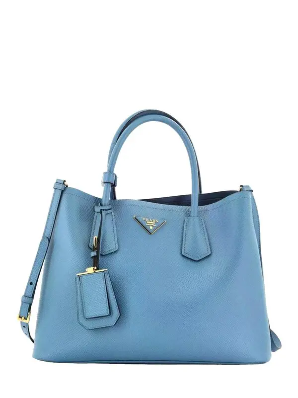 Prada Cuir Double Saffiano Leather Medium Tote Bag - Blue