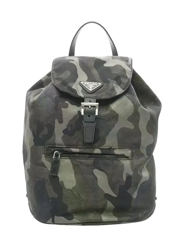 Prada 2013-2026 Tessuto Camouflage Saffiano Backpack - Green