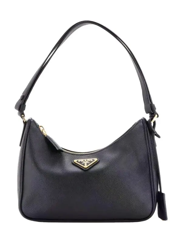 Prada Re-edition Hobo Saffiano Leather Mini Shoulder Bag - Black