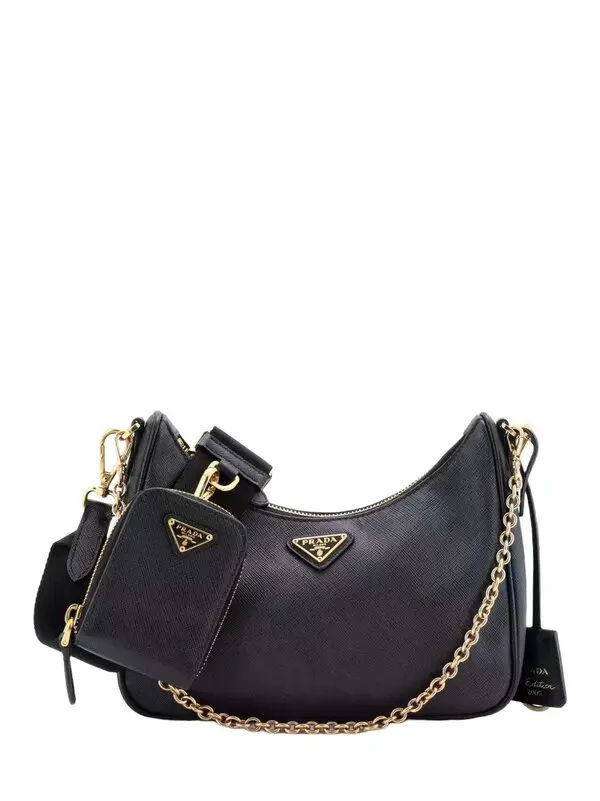 Prada Re-edition 2005 Saffiano Leather Shoulder Bag - Black