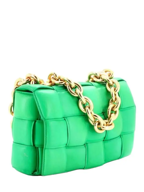 Bottega Veneta Cassette Chain Padded Maxi Intrecciato Leather Crossbody Bag - Green
