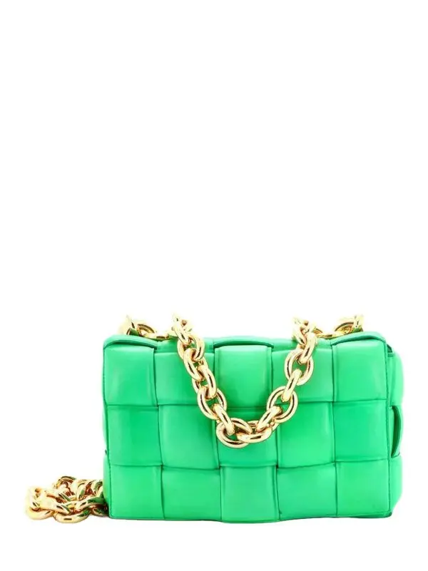 Bottega Veneta Cassette Chain Padded Maxi Intrecciato Leather Crossbody Bag - Green