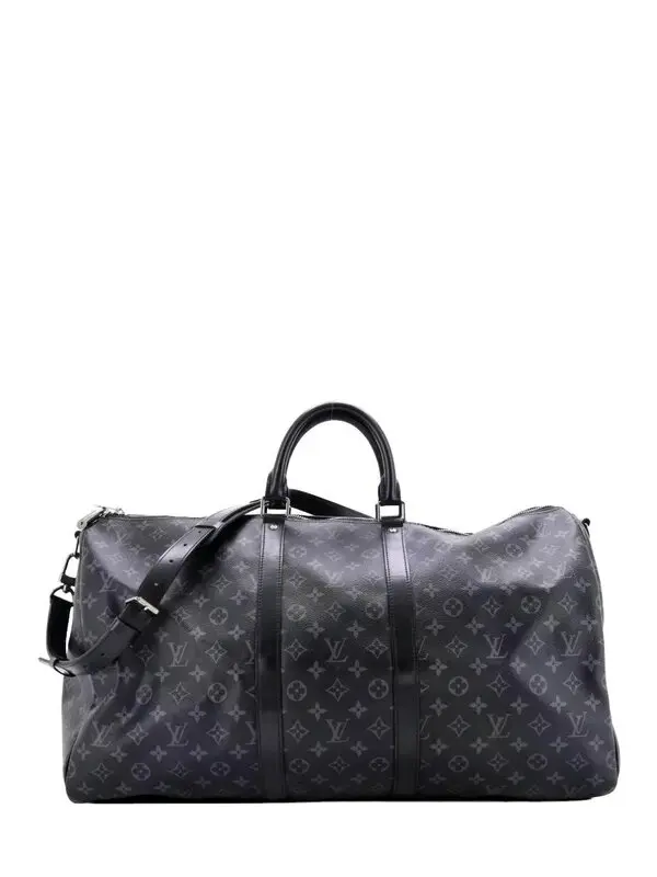 LOUIS VUITTON Keepall Bandouliere 55 Travel Bag Monogram Eclipse Canvas - Black