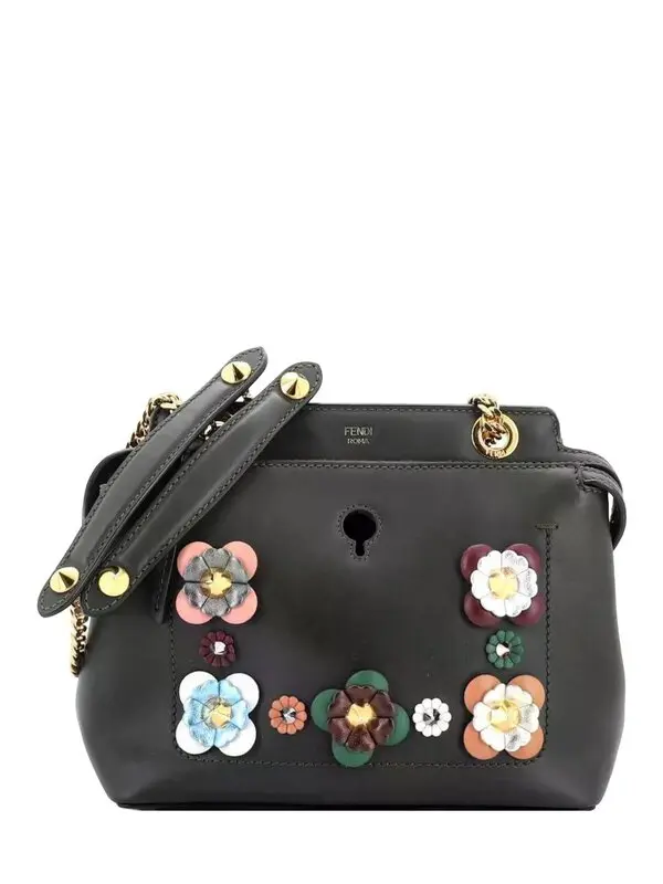Fendi Flowerland Dotcom Convertible Embellished Leather Small Satchel - Green