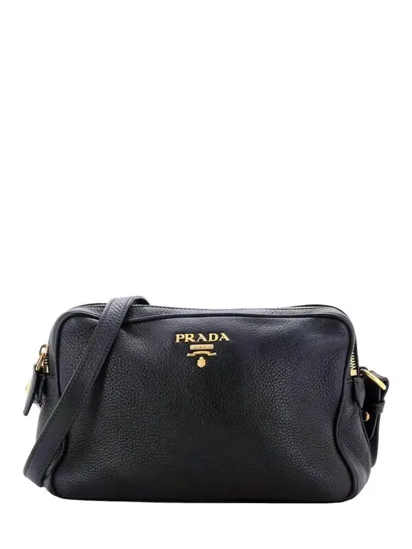Prada Double Zip Camera Crossbody Bag - Black