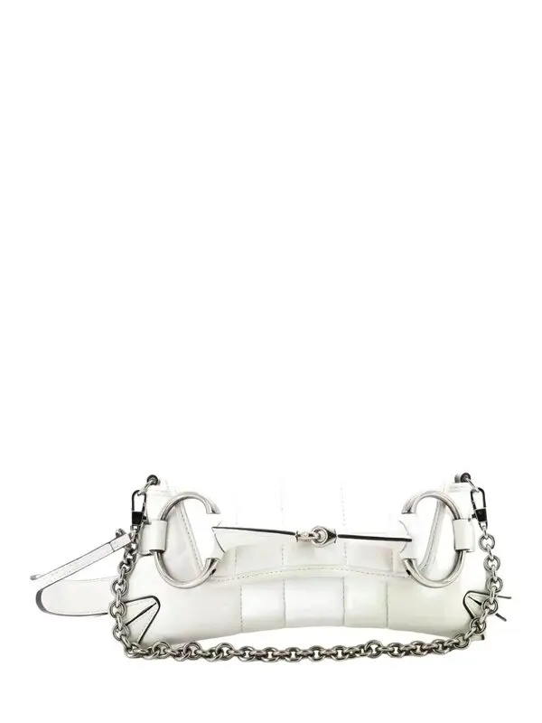 Gucci Horsebit Chain Vertical Quilted Leather Small Shoulder Bag - White