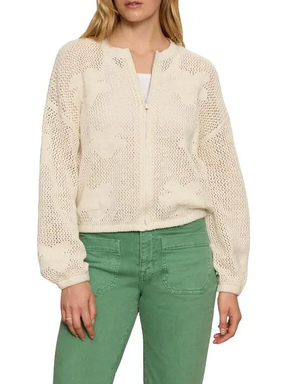 Sanctuary Floral Knit Zip-up Sweater - Collagen White