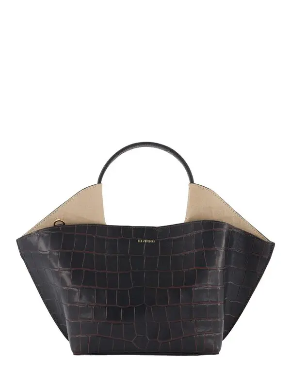 REE PROJECTS Mini Ann Croc-embossed Leather Tote - Red Brown