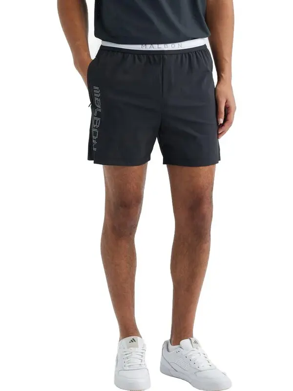 MALBON Mrc Tech Water Repellent Running Shorts - Jet Black