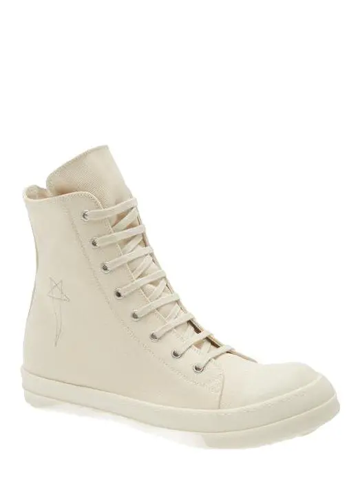 Rick Owens High Top Sneaker - Milk/pearl/milk/milk