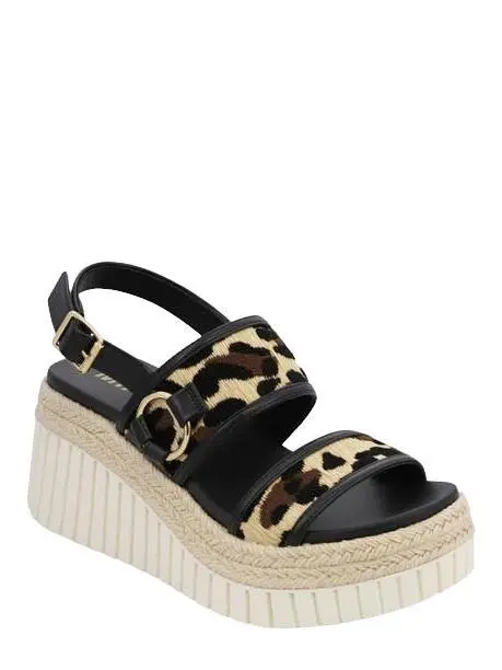 Mia Raffia Platform Slingback Sandal - Leopard Print