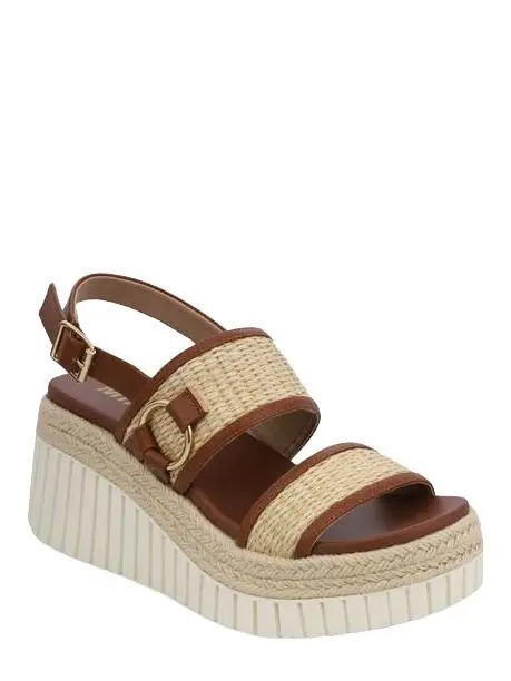 Mia Raffia Platform Slingback Sandal - Natural/cognac