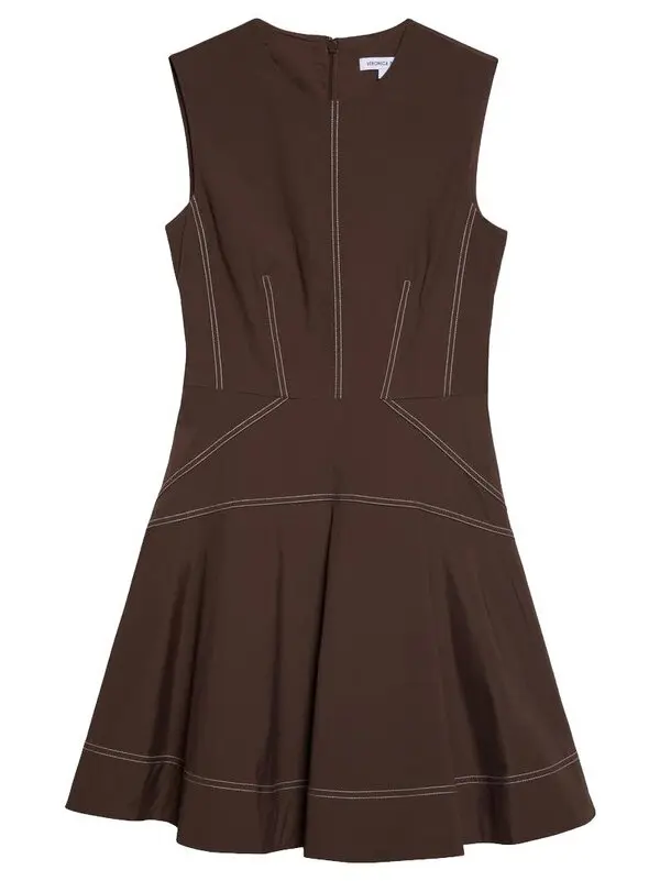 Veronica Beard Karrigan Sleeveless Stretch Cotton Minidress - Dark Mocha