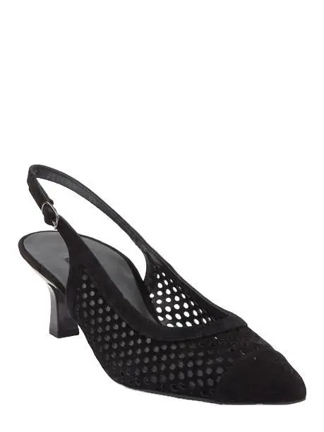 Paul Green Derby Slingback Pumps - Black Suede