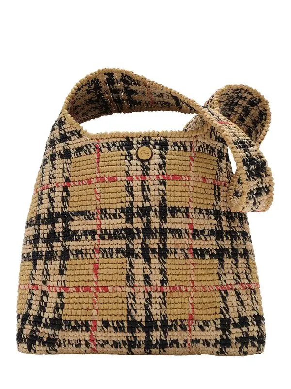 Burberry Margate Raffia Shoulder Bag - Neutral
