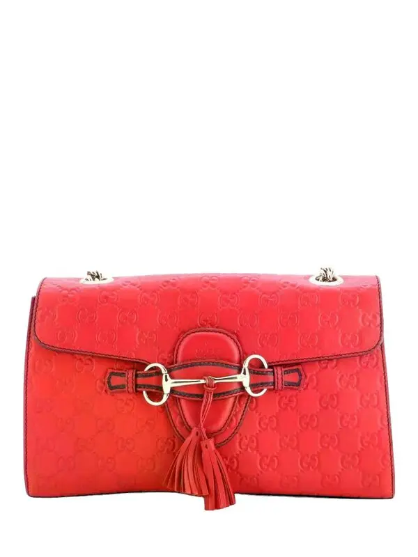 Gucci Emily Chain Flap Shoulder Bag Sima Leather Medium - Red