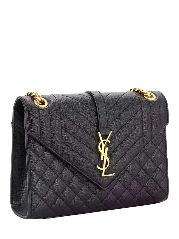 Saint Laurent Classic Monogram Envelope Satchel - Black