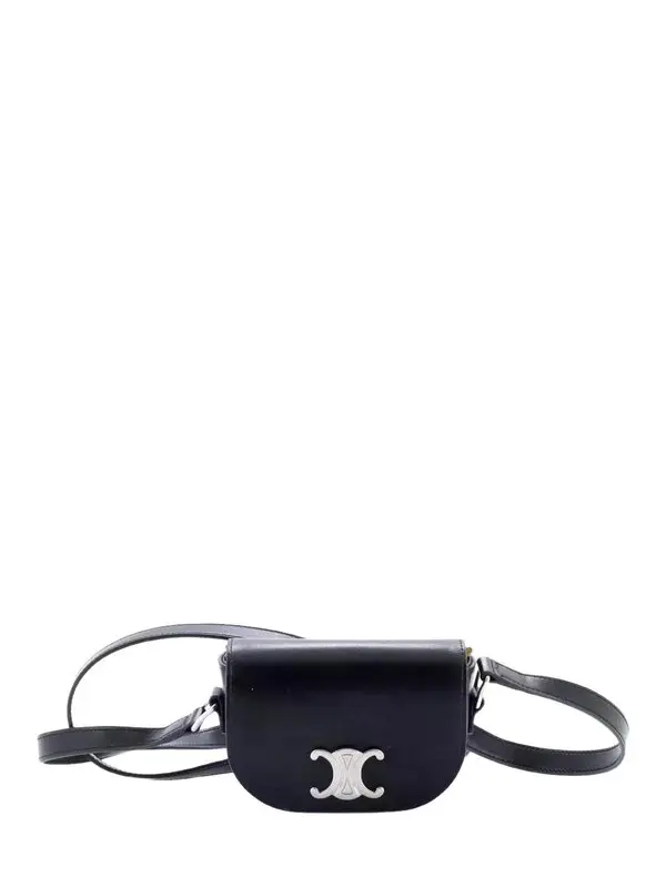 Celine Besace Triomphe Leather Small Shoulder Bag - Black