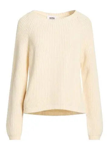 Alpha Studio Sweater Ivory Cotton, Polyamide - White