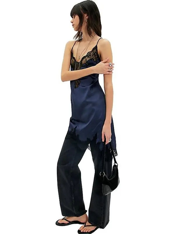 Free People Heirloom Mini Slip - Navy Combo