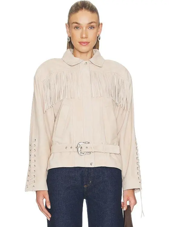 LAMARQUE Kyel Suede Jacket - Cream