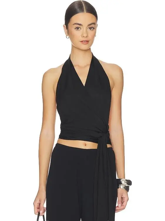 AYA MUSE Aelir Halterneck Wrap Top - Black
