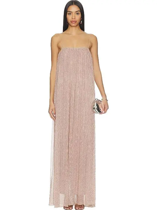 L'IDEE Amante Gown Maxi Dress With Metallic Threading - Blush