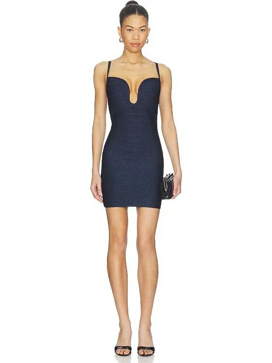 Herve Leger Romy Mini Dress - Navy