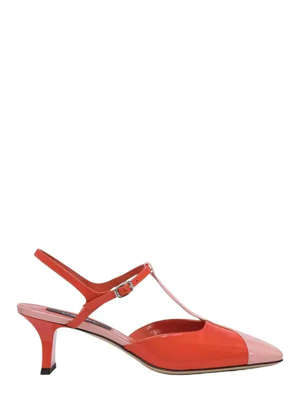 CAREL 40mm Isadora Leather T-bar Pumps - Orange