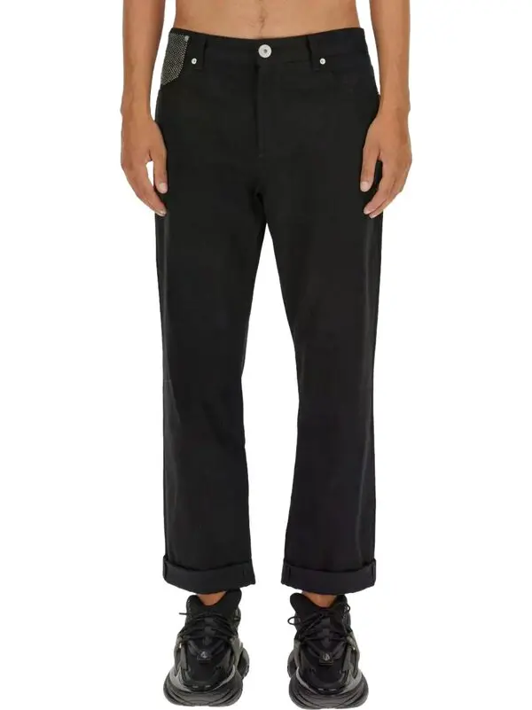 Balmain Cuffed Five-pocket Jeans - Black